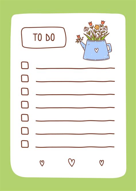 To Do List Template Decorated By Spring Flowers In A Teapot Cute