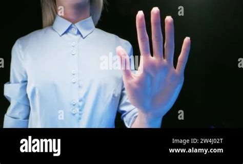 Woman Failing Biometric Authentication With Palm Stock Video Footage Alamy