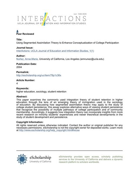 Pdf Using Segmented Assimilation Theory To Enhance Conceptualization