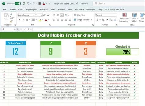Daily Habits Tracker Checklist In Excel Pk An Excel Expert
