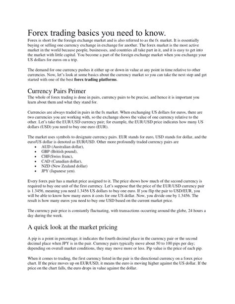 PPT Forex Trading Basics You Need To Know PowerPoint Presentation Free Download ID 11535785