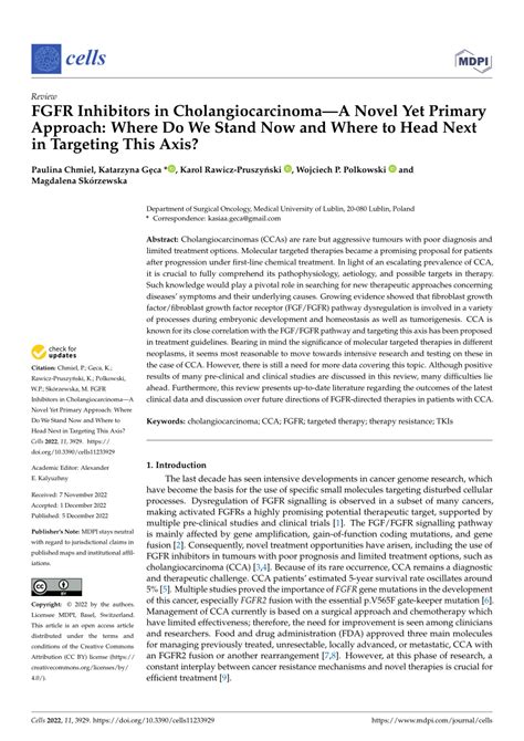 PDF FGFR Inhibitors In CholangiocarcinomaA Novel Yet Primary