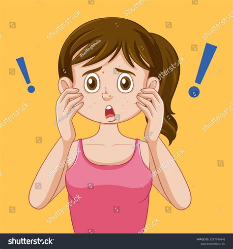 Puberty Girl Worry About Her Facial Stock Vector Royalty Free
