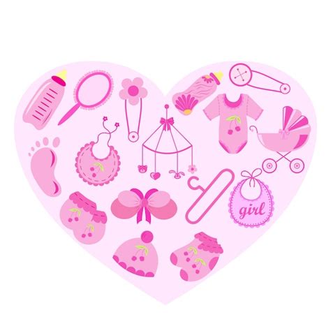 Conjunto De Elementos De Baby Shower Vector Premium