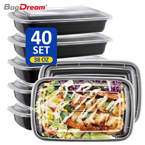 Bagdream 38 Oz Meal Prep Containers 40 Pack Bpa Free Safe