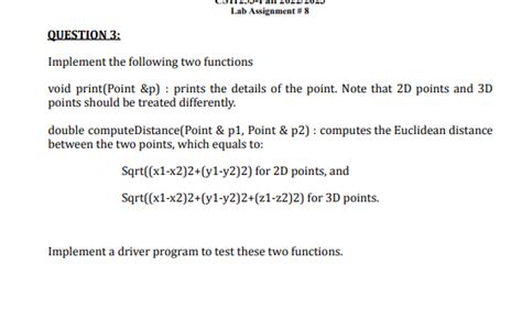 Solved Question Create A Class That Represents A Point Chegg