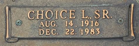 Choice Lee Eubanks Sr 1916 1983 Memorial Find A Grave