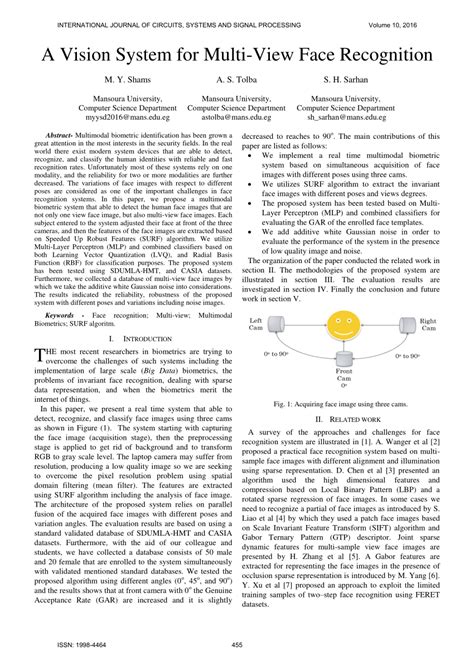 Pdf A Vision System For Multi View Face Recognition