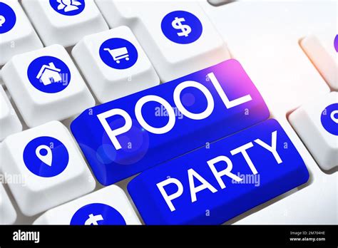 Hand Writing Sign Pool Party Word For Celebration That Includes