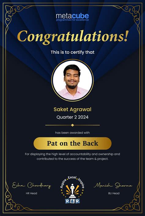 Thrilled To Have Received The Pat On The Back Award For My Work On