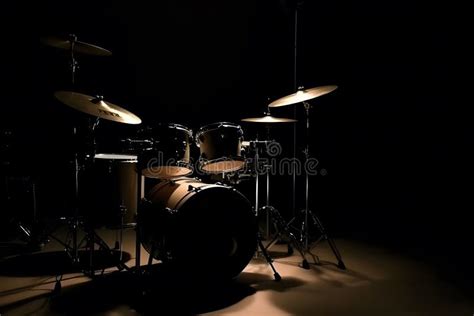 drum set on dark stage background neural network ai generated stock image image of classical