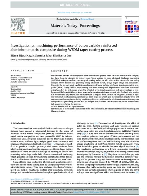 pdf investigation on machining performance of boron carbide