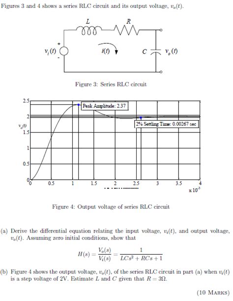 solved figures 3 and 4 shows a series rlc circuit and its