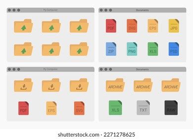 Desktop Interface Window Folders Files Isolated Stock Vector Royalty