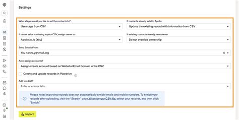 import a csv of contacts