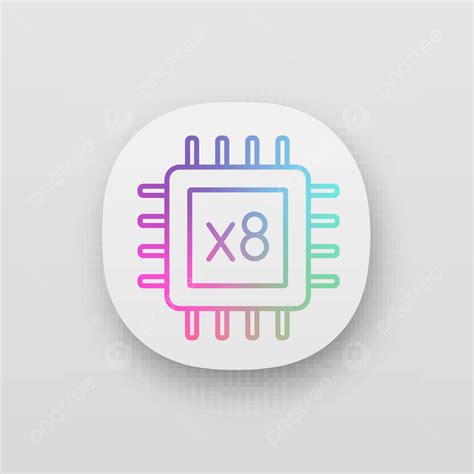 Icono De La Aplicación Del Procesador Octa Core X8 Vector Plano Vector Png Dibujos X8 Dibujos