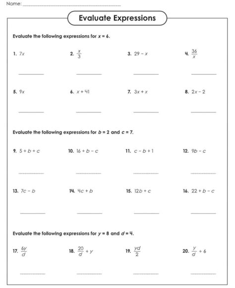 Evaluate Expressions Worksheet Live Worksheets Worksheets Library