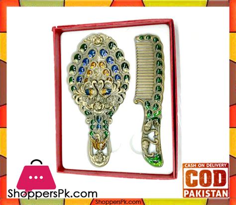 Fancy Peacock Mirror Comb Set Bn3