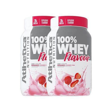 Kit 2x Whey 100 Flavour Atlhetica 900g Morango Atlhetica Nutrition
