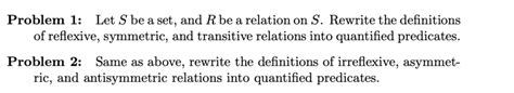 Solved Problem Let S Be A Set And R Be A Relation On S Chegg Com