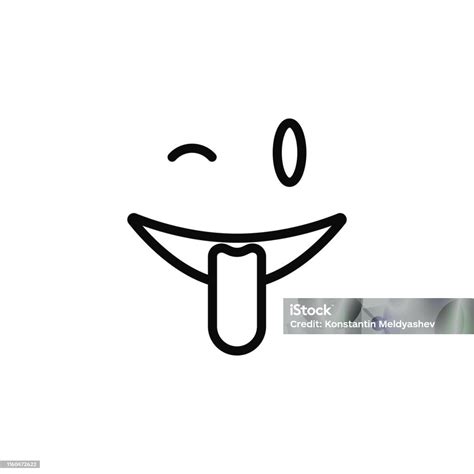 윙크 얼굴 혀 아이콘 Ui 및 Ux 웹 사이트 또는 모바일 응용 프로그램에 대한 감정 아이콘의 간단한 얇은 라인 개요 벡터 귀여운에 대한 스톡 벡터 아트 및 기타 이미지