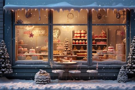 Premium Ai Image Christmas Bakery Showcase And Decorations