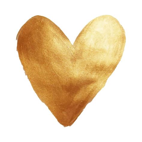 Coeur Dor Sur Fond Blanc Symbole Damour Vecteur Premium