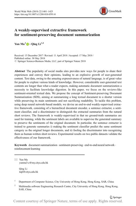 A Weakly Supervised Extractive Framework For Sentiment Preserving Document Summarization