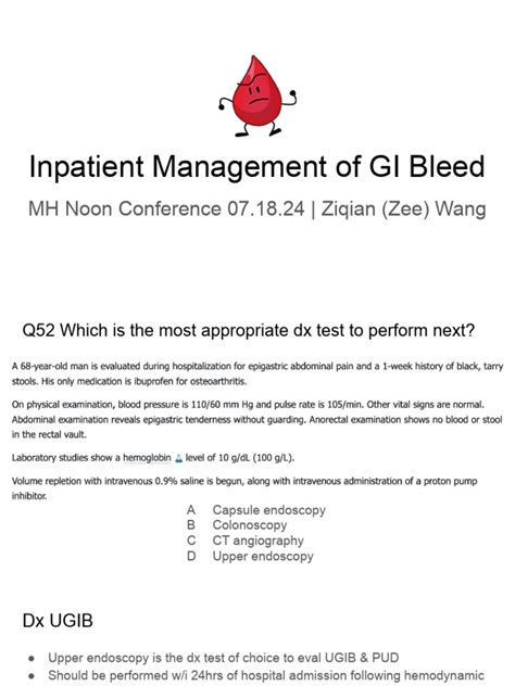 Inpatient Management Of Gi Bleed Pdf Causes Of Death Gastroenterology