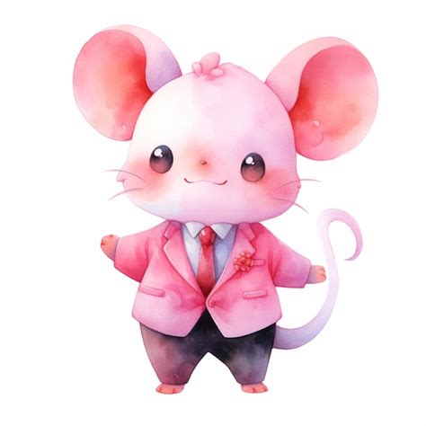 Hay Un Ratón De Dibujos Animados Vestido Con Un Traje Rosa Y Corbata Generativa Ai Foto Premium