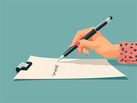Hands Hold A Pen And Write On Paper A Person Writes A Letter Signs A