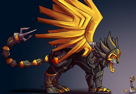 Of Old And New Ancientsphinxmon And Geopardmon Digimon Wallpaper