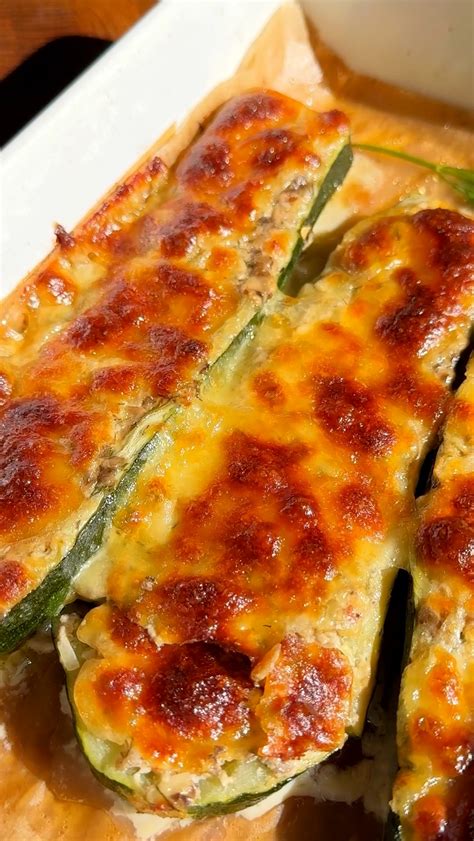 Stuffed Zucchini Boats Creamy And Savory Delight