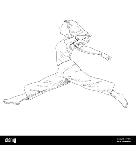 Vector On A White Background Sketch Girl Dancing Stock Vector Image