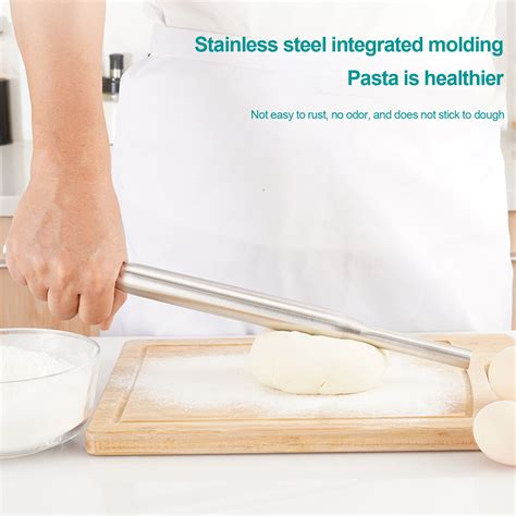 Sioweci Stainless Steel Rolling Pin Non Stick Pastry Dough Roller