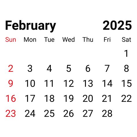 2025 Calendar February Png Blanca Jessamyn