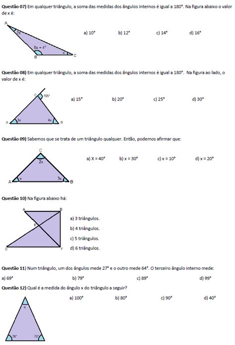 Mania De Calcular Exerc Cios Sobre Soma Dos Ngulos Internos De Um