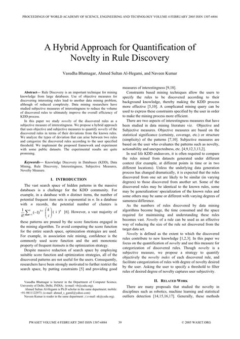 Pdf A Hybrid Approach For Quantification Of Novelty In Rule Discovery