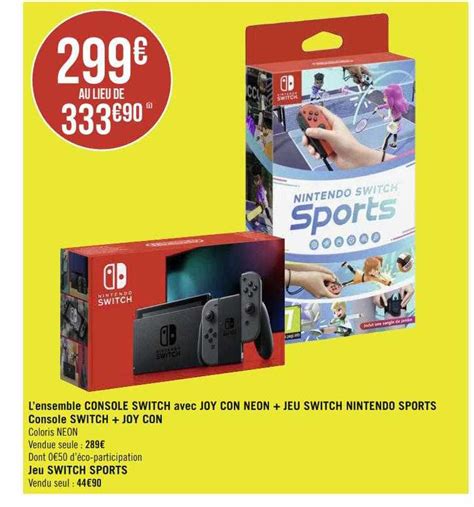 Promo L Ensemble Console Switch Avec Joy Con Neon Jeu Switch Nintendo Sports Console Switch