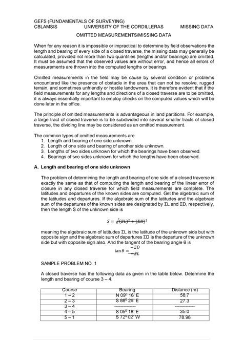 Gefs Omitted Measurements Or Missing Data Compress Studocu