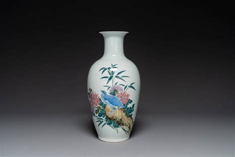 A Chinese Polychrome Enamelled Quail Vase Xuantong Mark Dated 1910