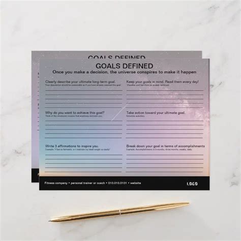Goals Defined Worksheet Zazzle