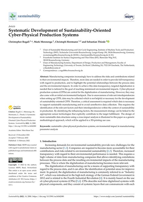 Pdf Systematic Development Of Sustainability Oriented Cyber Physical Production Systems