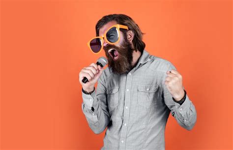 Premium Photo Mature Bearded Guy Has Long Hair Wearing Party Glasses