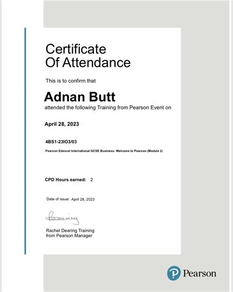 Adnan Butt On Linkedin Successfully Completed Pearson Edexcel Training