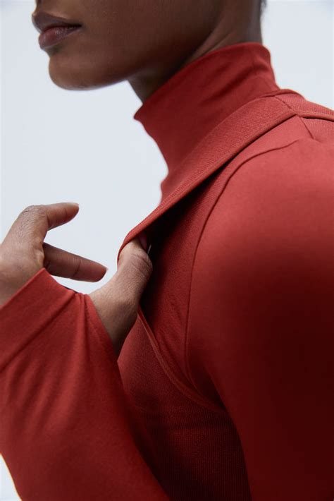 Seamless Base Layer Overlay Long Sleeve Top Red
