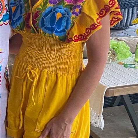 Butterfly Sleeve Romper Mexican Floral Embroidered Romper Mexican