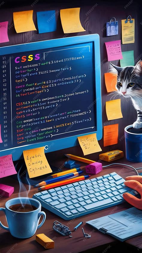 A Creative And Vivid Image Of A Coding Workspace With A Computer Screen Displaying Lines Of Css