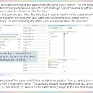 Daily Planner Sheet Time Management Working Hours Organizer To Do List Template Spreadsheet