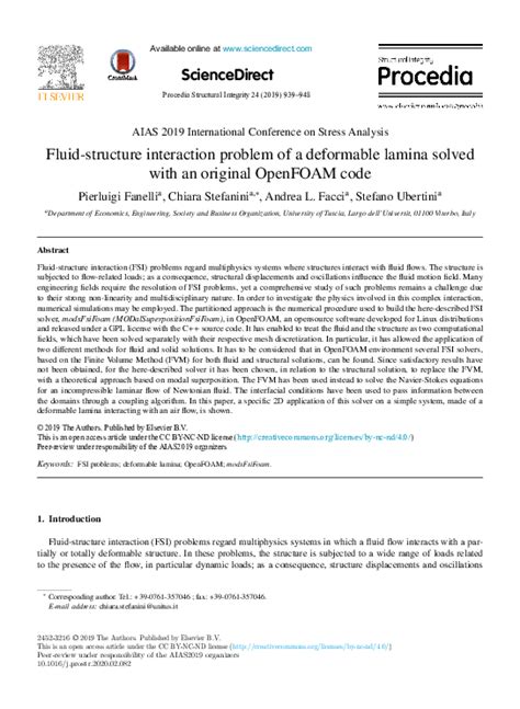 pdf fluid structure interaction problem of a deformable lamina solved